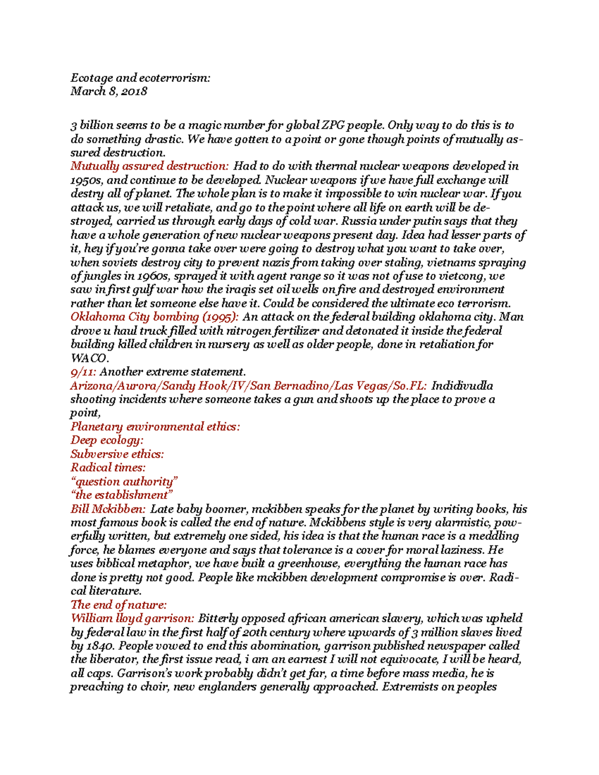 ES 188 LEcture 13 Ecotage and Ecoterrorism - Ecotage and ecoterrorism ...