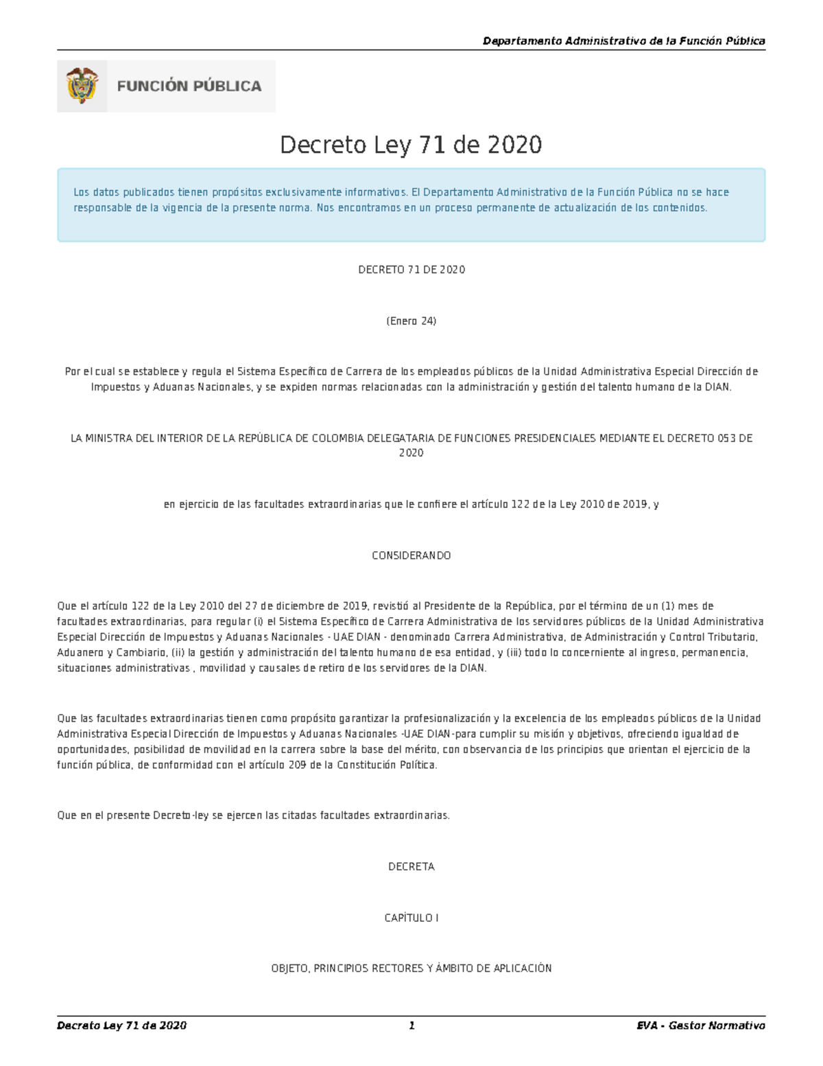 Decreto Ley 71 de 2020 - Abcde - Decreto Ley 71 de 2020 Los datos ...