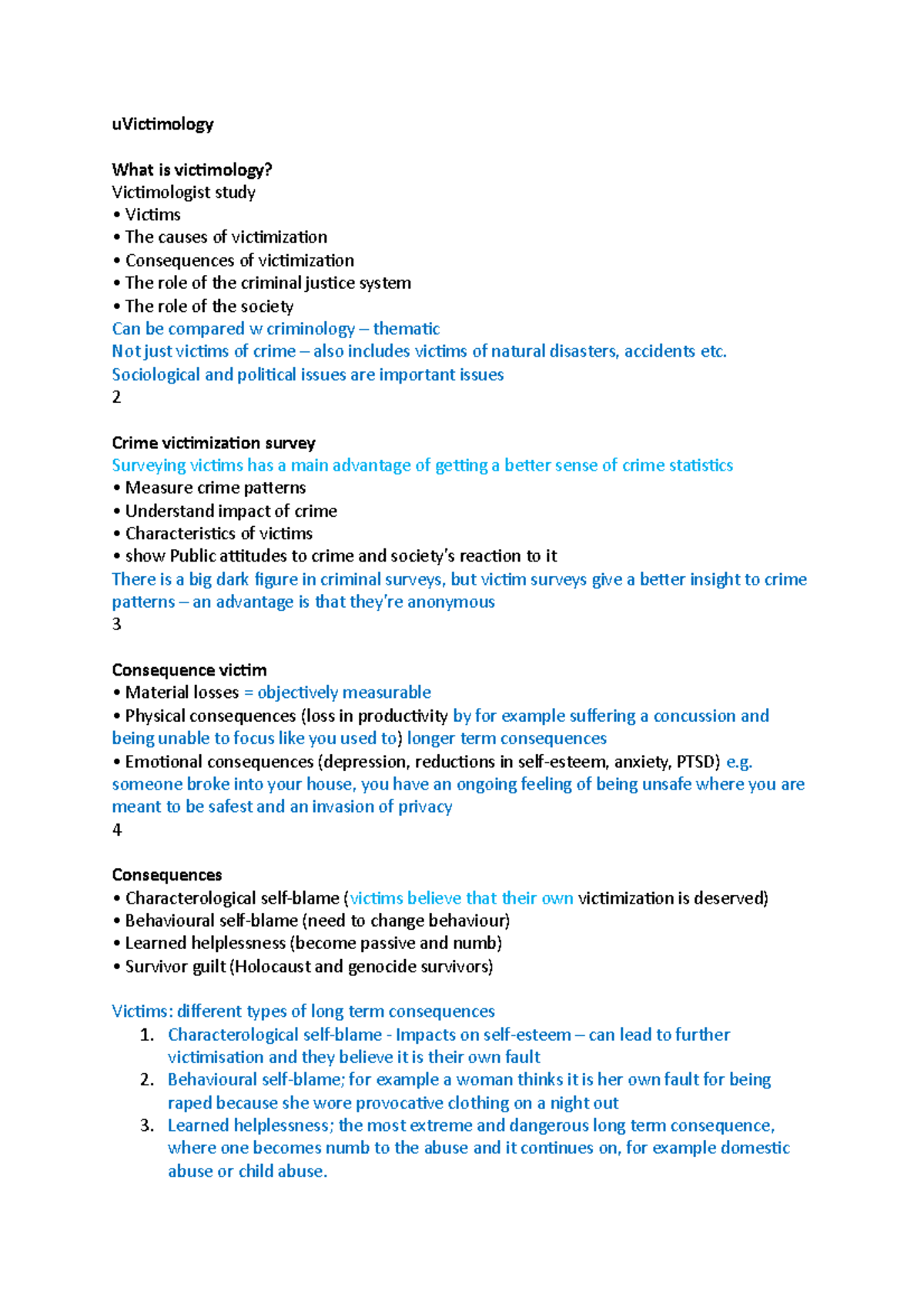 Criminology lecture 7 - criminolgoy notes - uVictimology What is ...