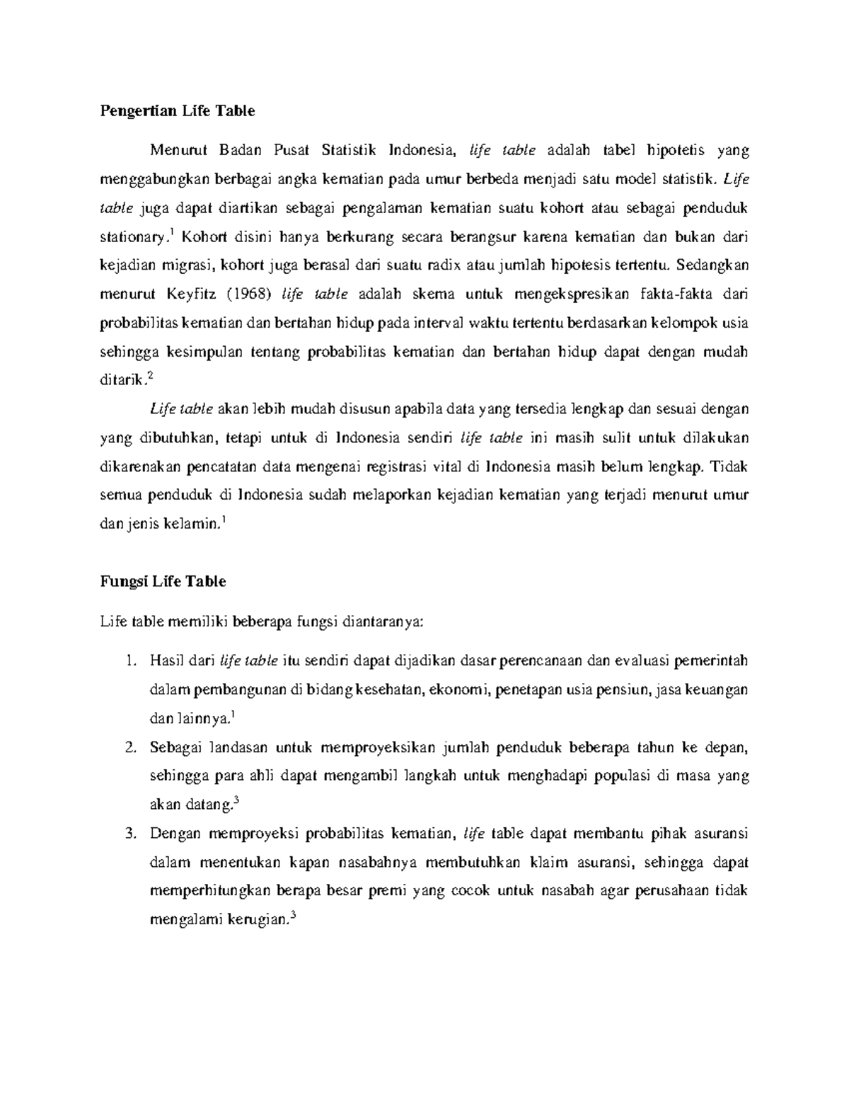 Pengertian dan Fungsi Life Table - Pengertian Life Table Menurut Badan ...