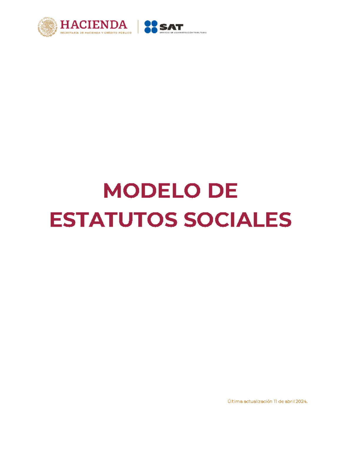Modelo Estatutos SAT 2024 - MODELO DE ESTATUTOS SOCIALES A manera de ...