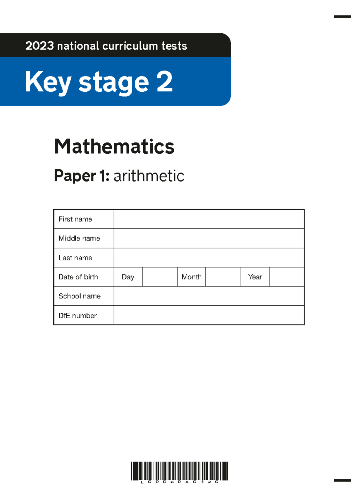 2023 key stage 2 mathematics Paper 1 arithmetic - Mathematics Paper 1 ...