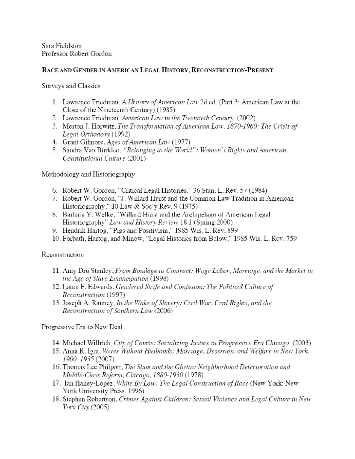 American Legal History, 1877-Present - HIST 441 - Studocu