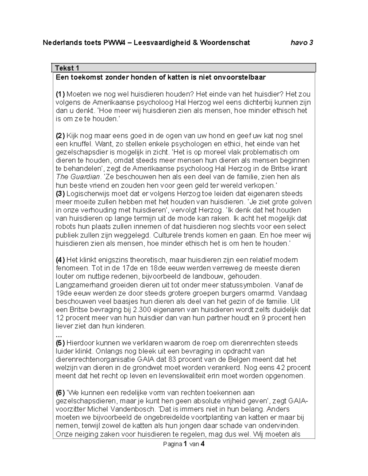 Oefentoets Leesvaardigheid periode 4 - Nederlands toets PWW4 ...