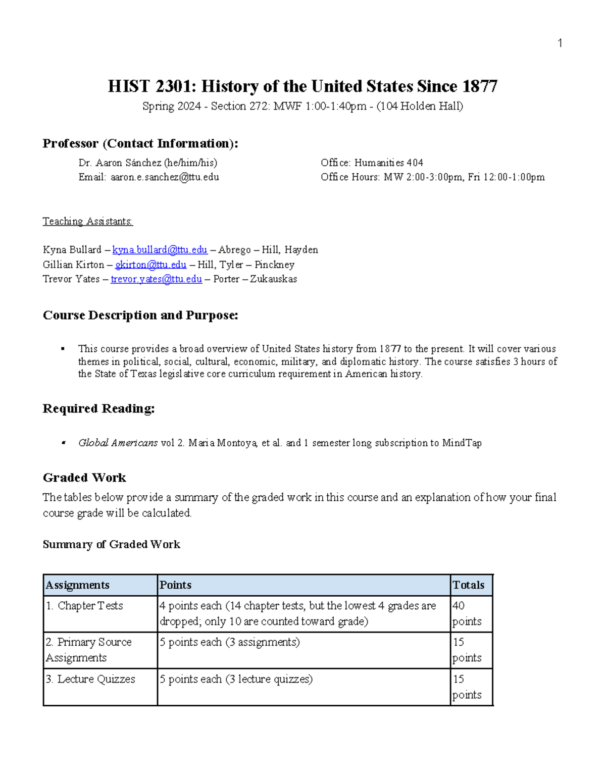 Sp2024 Hist 2301 272 1 Hist 2301 History Of The United States Since