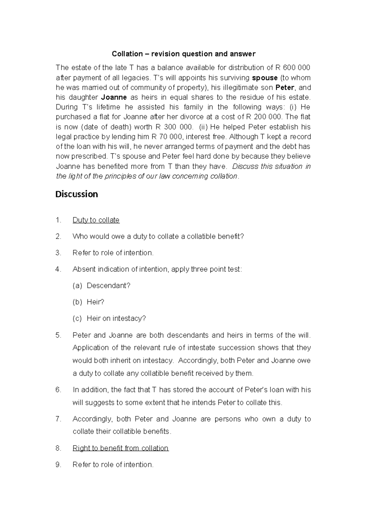 Collation revision example - Collation – revision question and answer ...