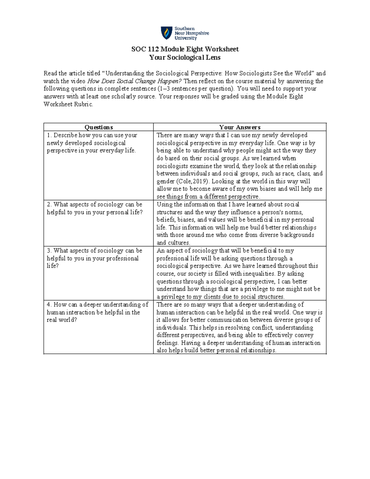 SOC 112 Module 8 - Grade A - SOC 112 Module Eight Worksheet Your ...