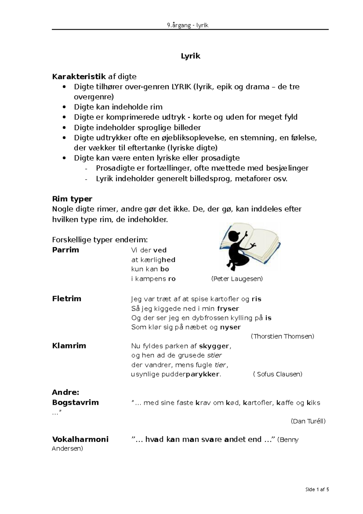 Digtanalyse - Danmark og danhed er en vigtigt ting - Lyrik Karakteristik af digte Digte tilhører ...