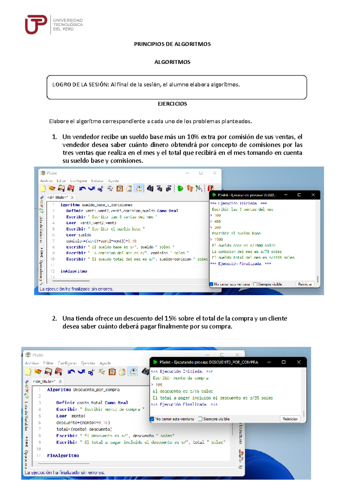 Ejercicios Semana 4 - practica - LOGRO DE LA SESI”N: Al final de la ...