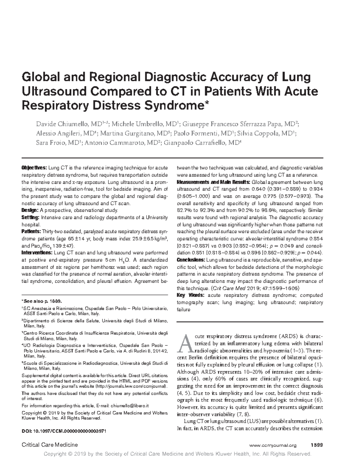 Chiumello 2019 CTvs Ecosdra - Critical Care Medicine ccmjournal 1599 ...