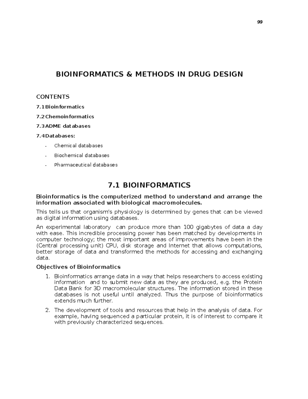 BIOINFORMATICS AND DRUG DESIGN - BIOINFORMATICS & METHODS IN DRUG ...