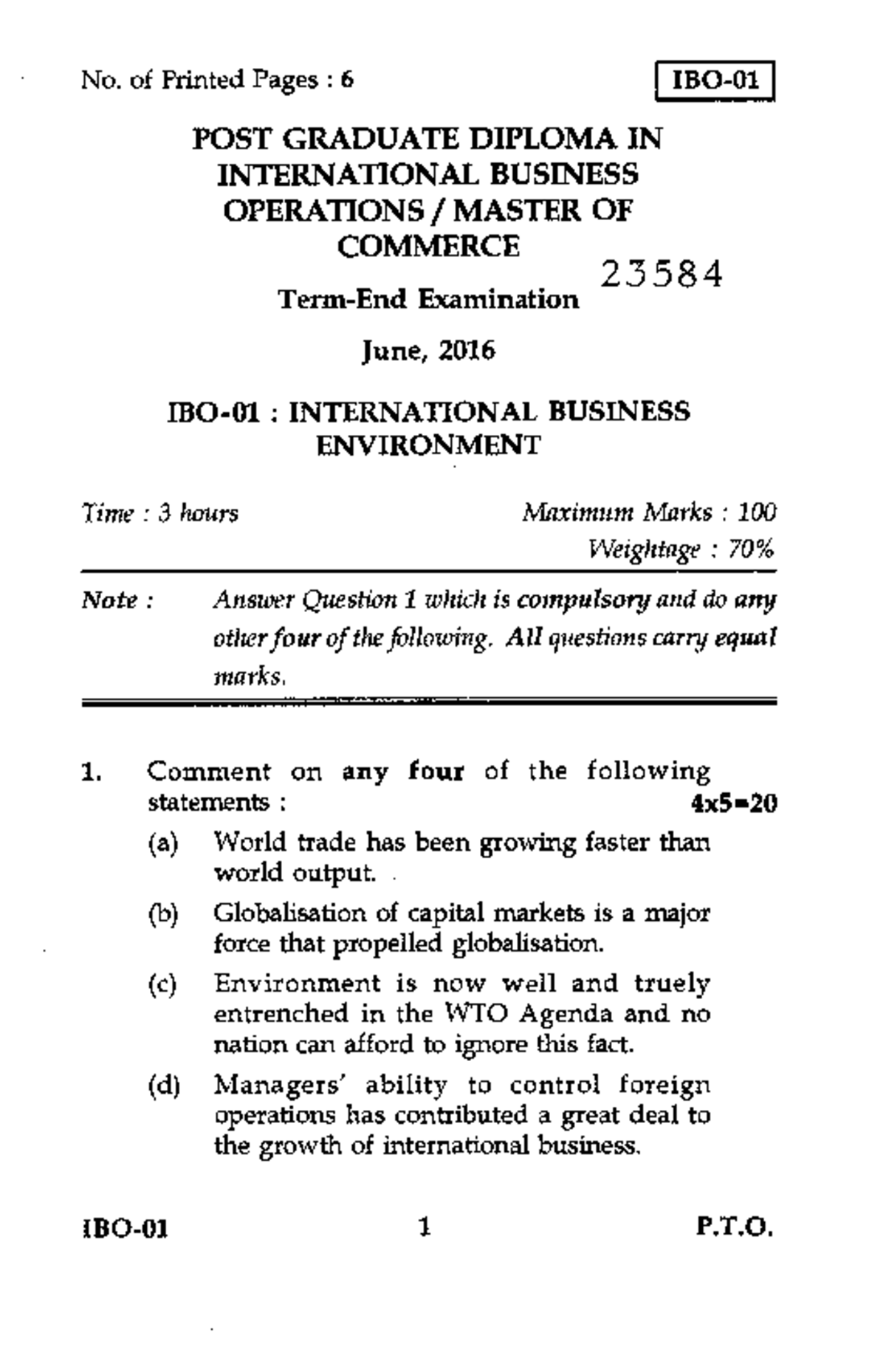 IBO-01 - Notes contain important questions and answers. - No. of ...