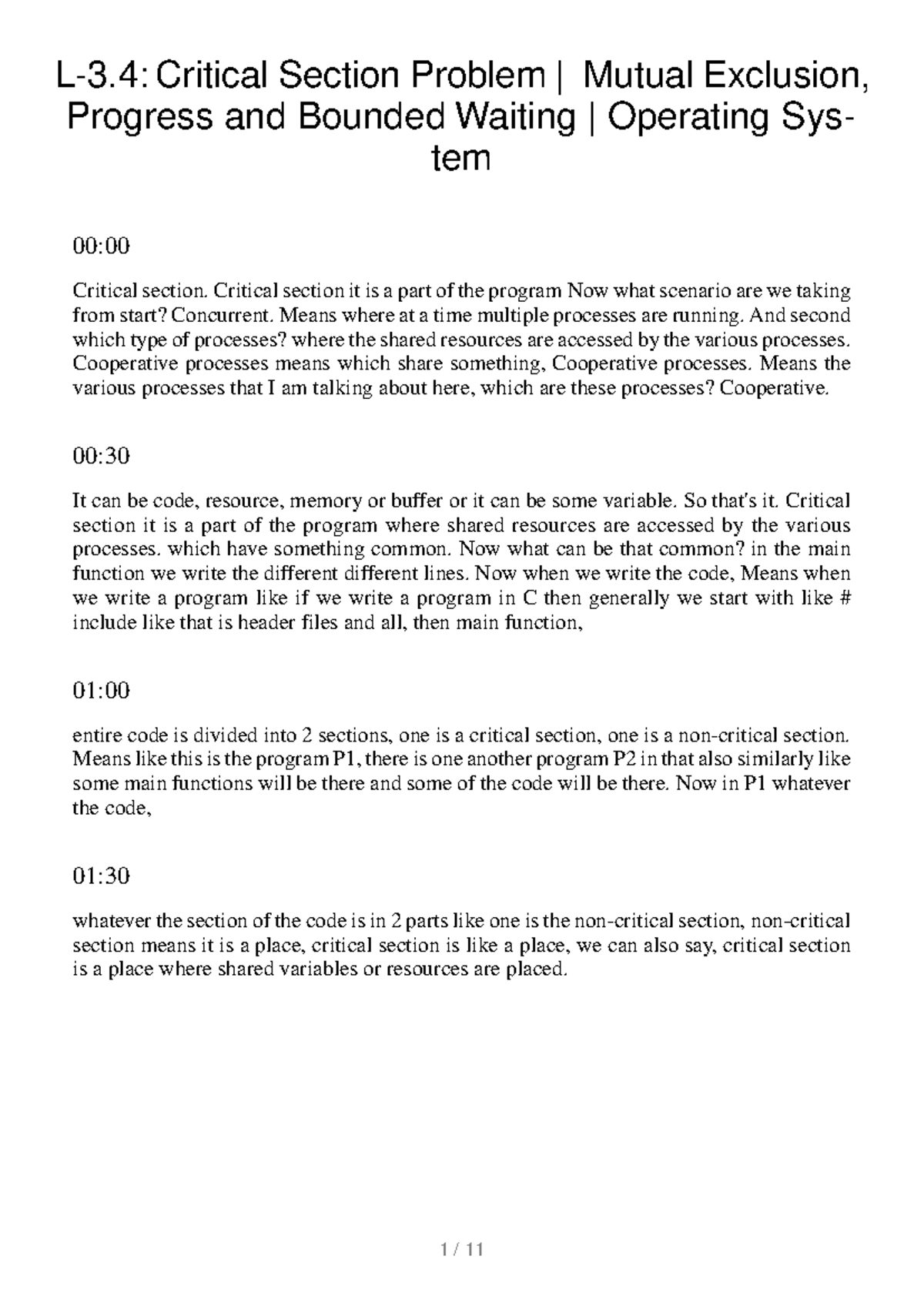 L-3.4 Critical Section Problem Mutual Exclusion, Progress and Bounded Waiting Operating System ...
