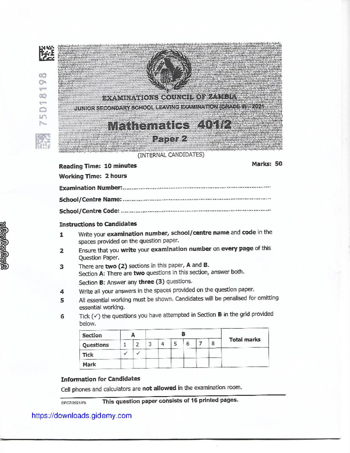2021 Grade 9 Mathematics Paper 2 - Impact of external environment on ...