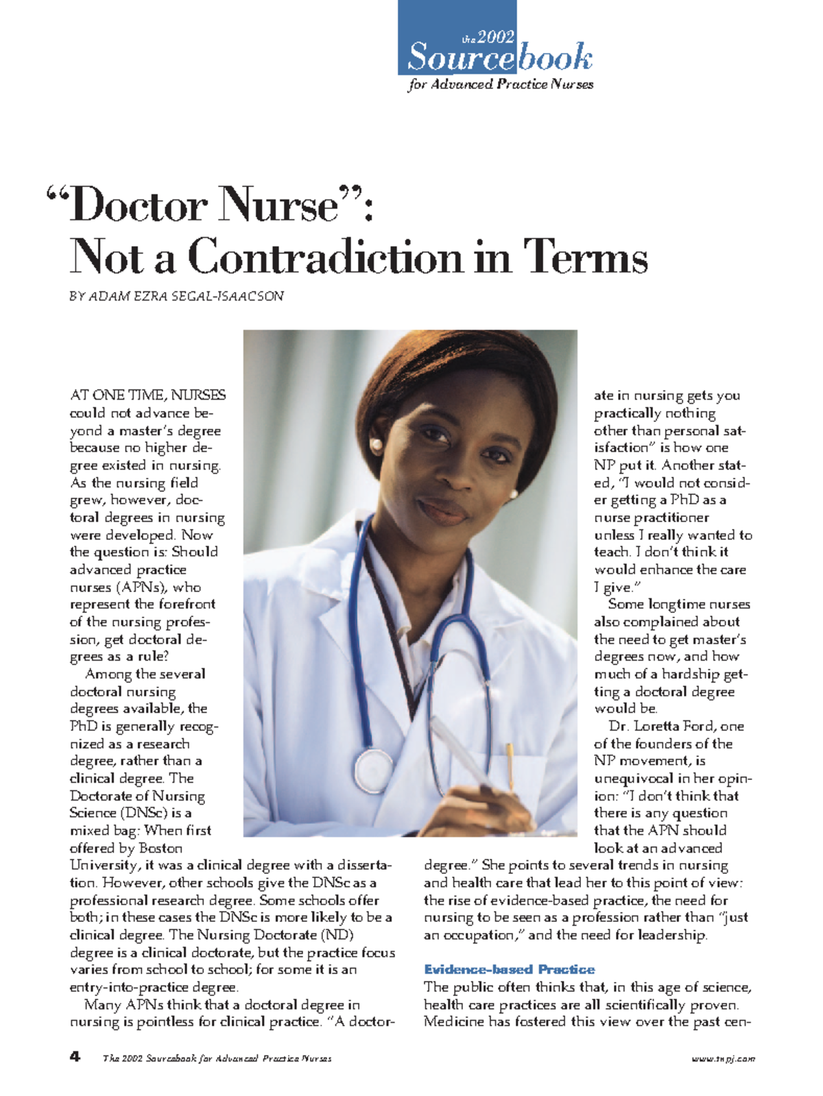 Doctor Nurse Not a Contradiction in Ter - 4 The 2002 Sourcebook for ...