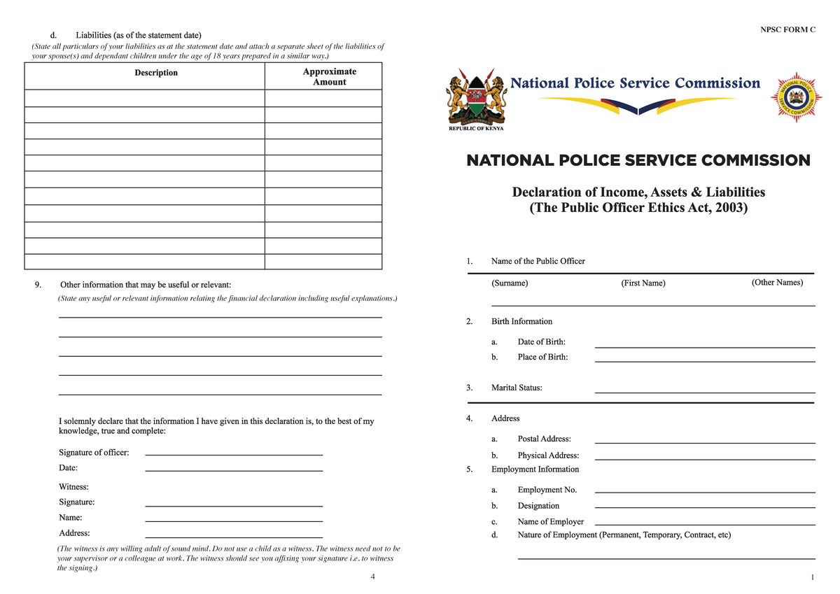 NPSC Declaration Form 2023 F - NATIONAL POLICE SERVICE COMMISSION ...