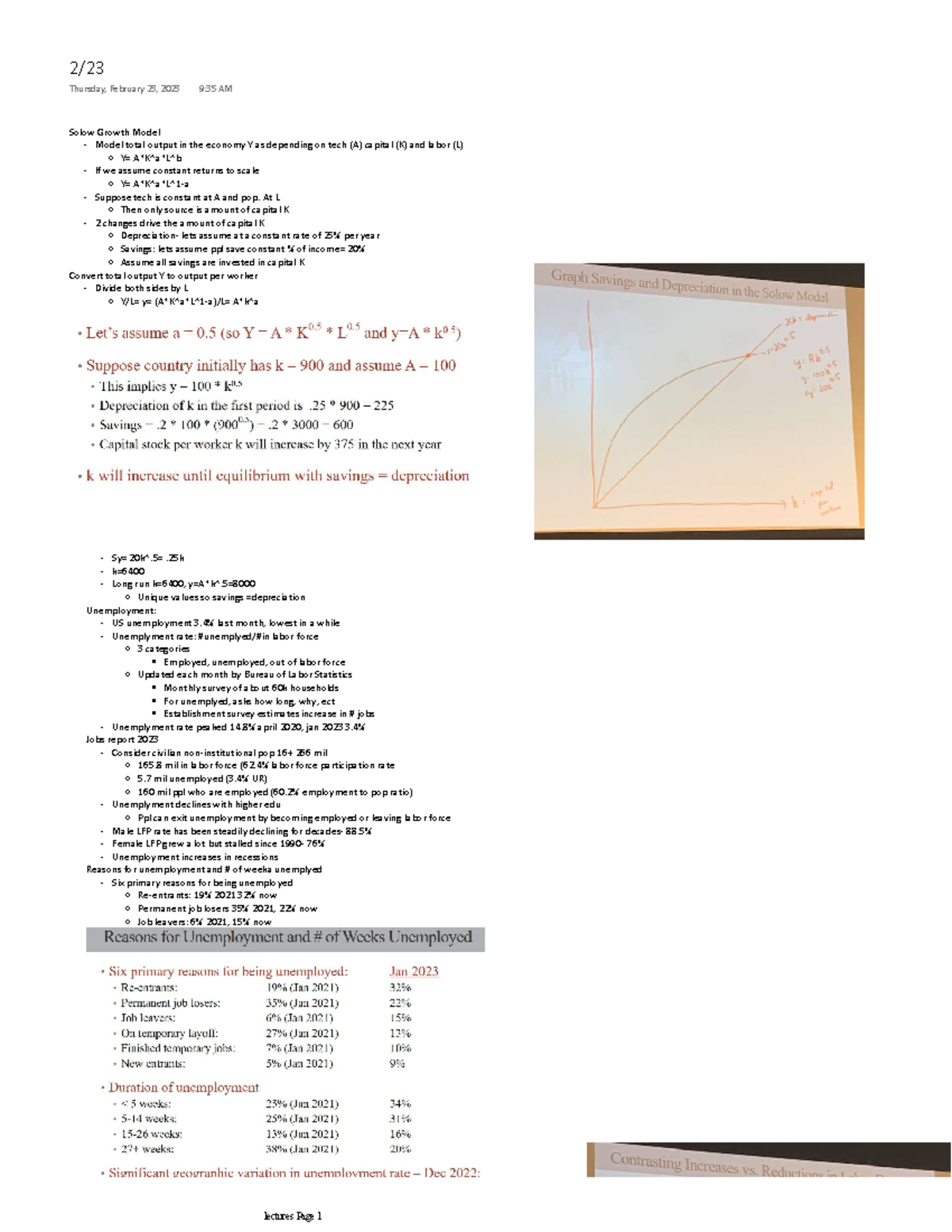 Lecture 12 econ - Introduces and explains the solow growth model with ...