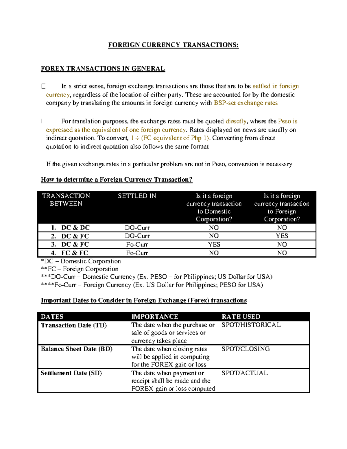 Forex Transaction - lesson - variation - OLFU - Studocu