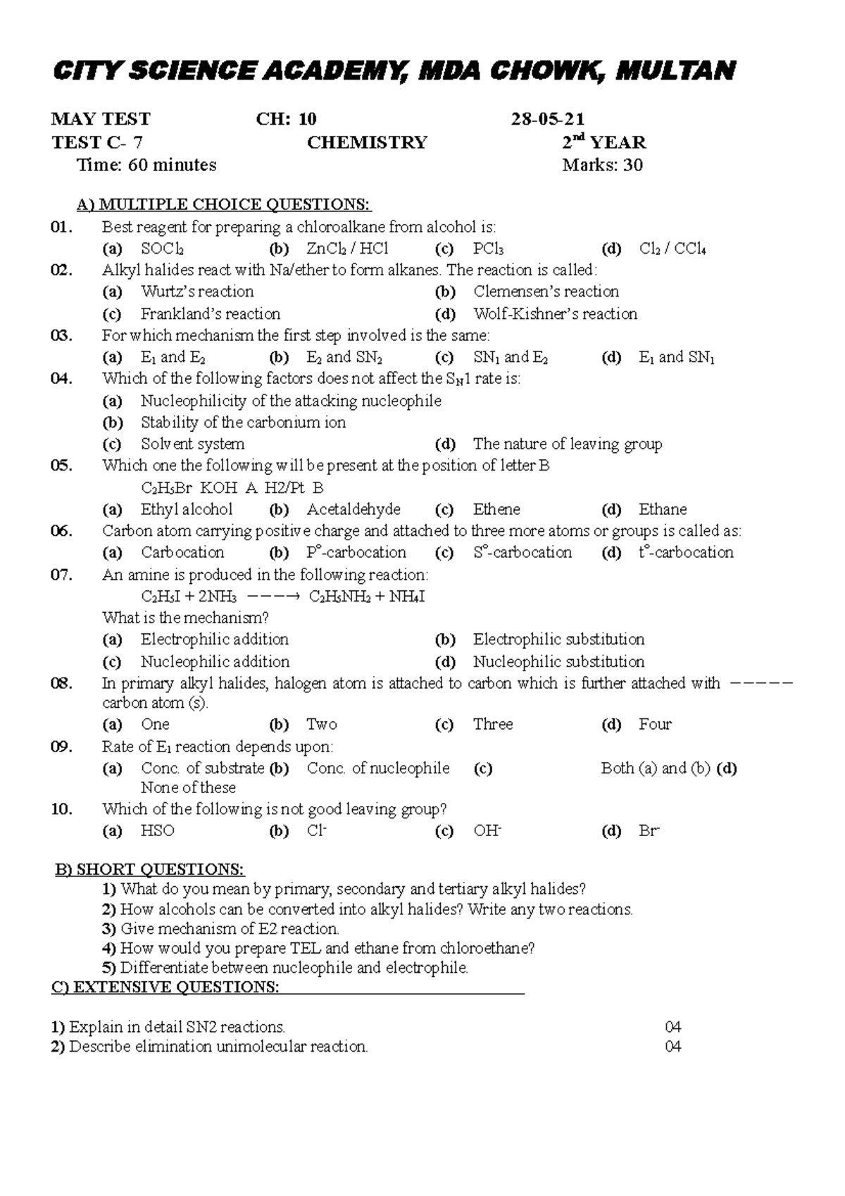 May 7;10 - practice work - CITY SCIENCE ACADEMY, MDA CHOWK, MULTAN MAY ...