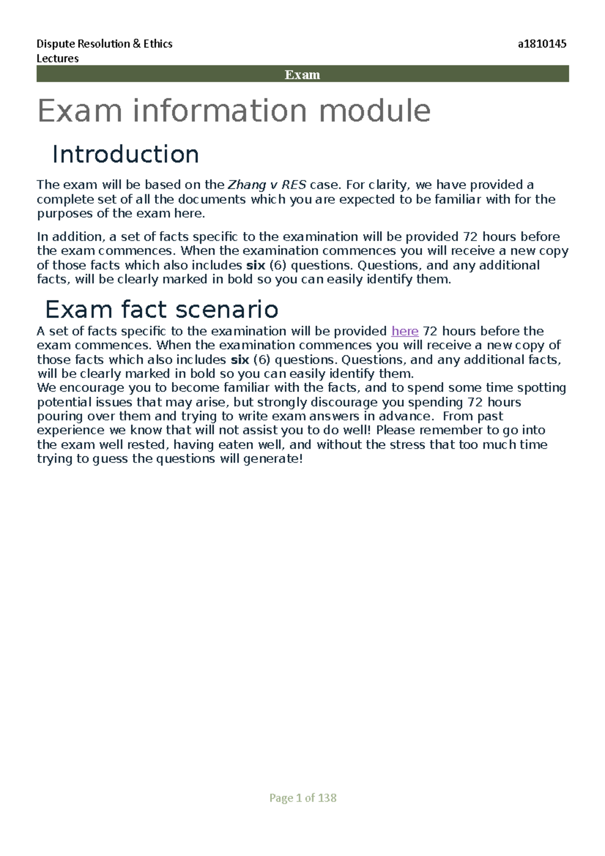 DRE-Exam Notes - Lectures Exam Exam information module Introduction The ...
