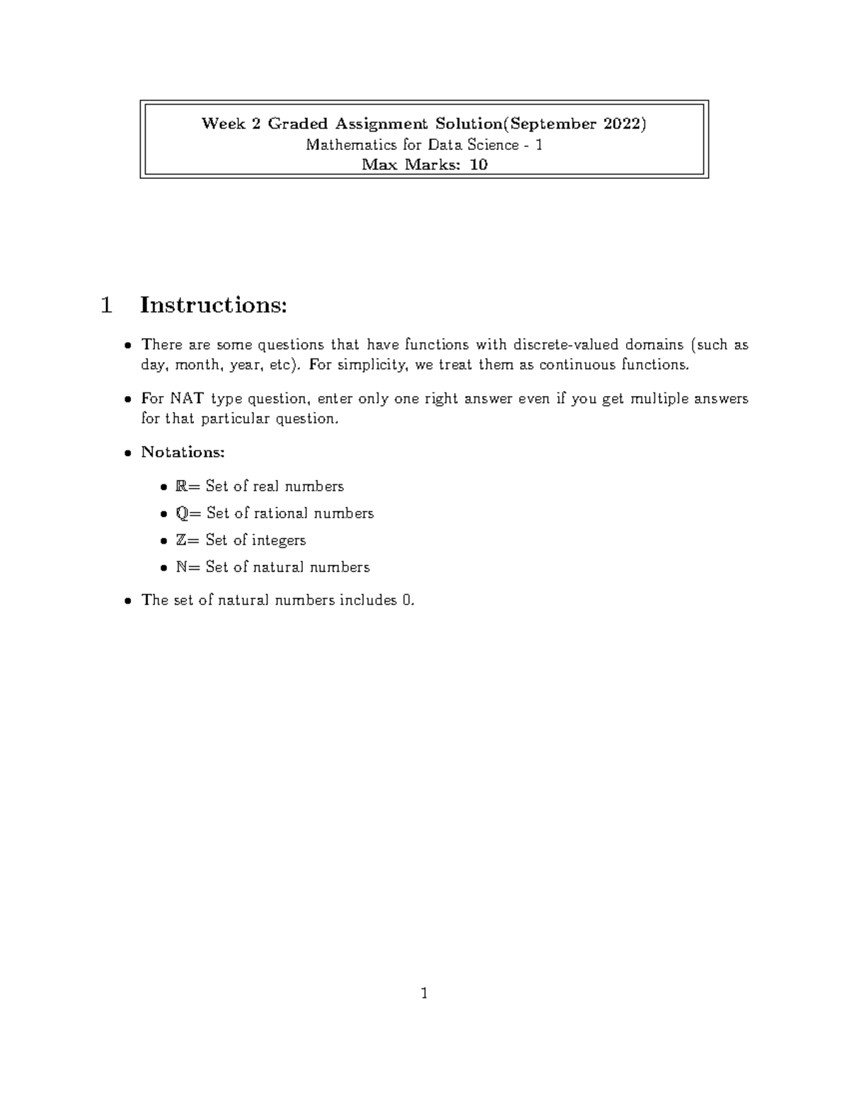 Week- 2 - dffds - Week 2 Graded Assignment Solution(September 2022) Mathematics for Data Science ...