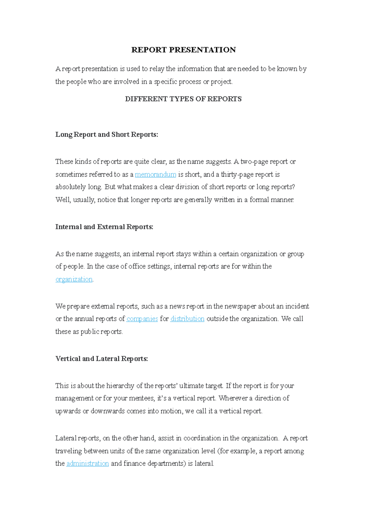 Report presentation - Provide of good notes - REPORT PRESENTATION A ...