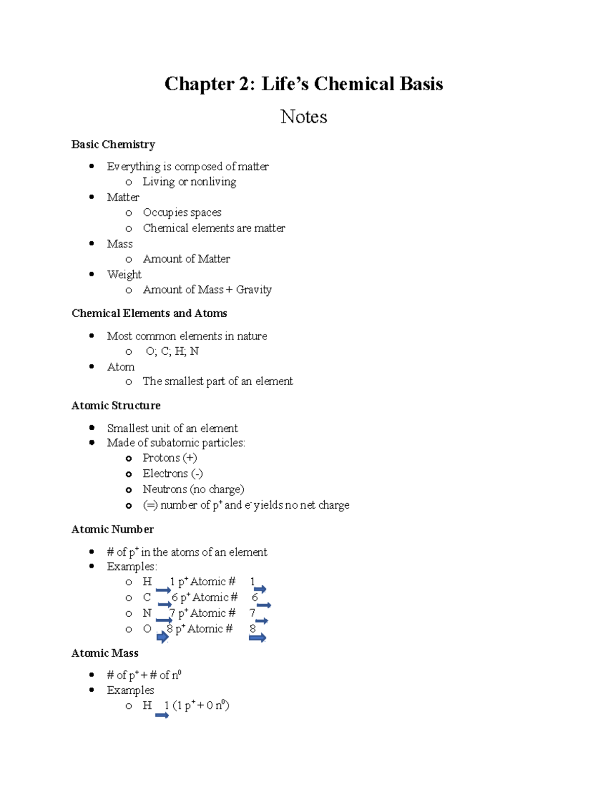 Chapter 2 Lifes Chemical Basis - Chapter 2: Life’s Chemical Basis Notes ...