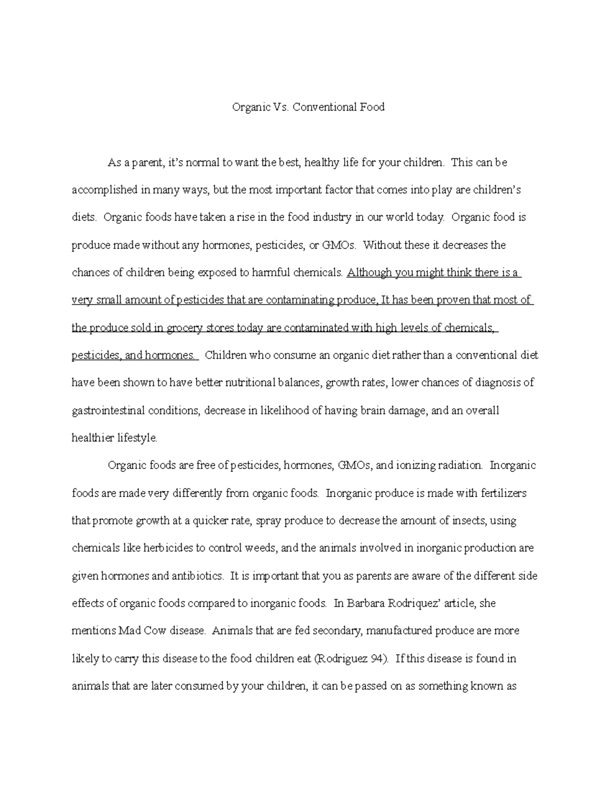 Organic vs. Conventional Food - Organic Vs. Conventional Food As a ...