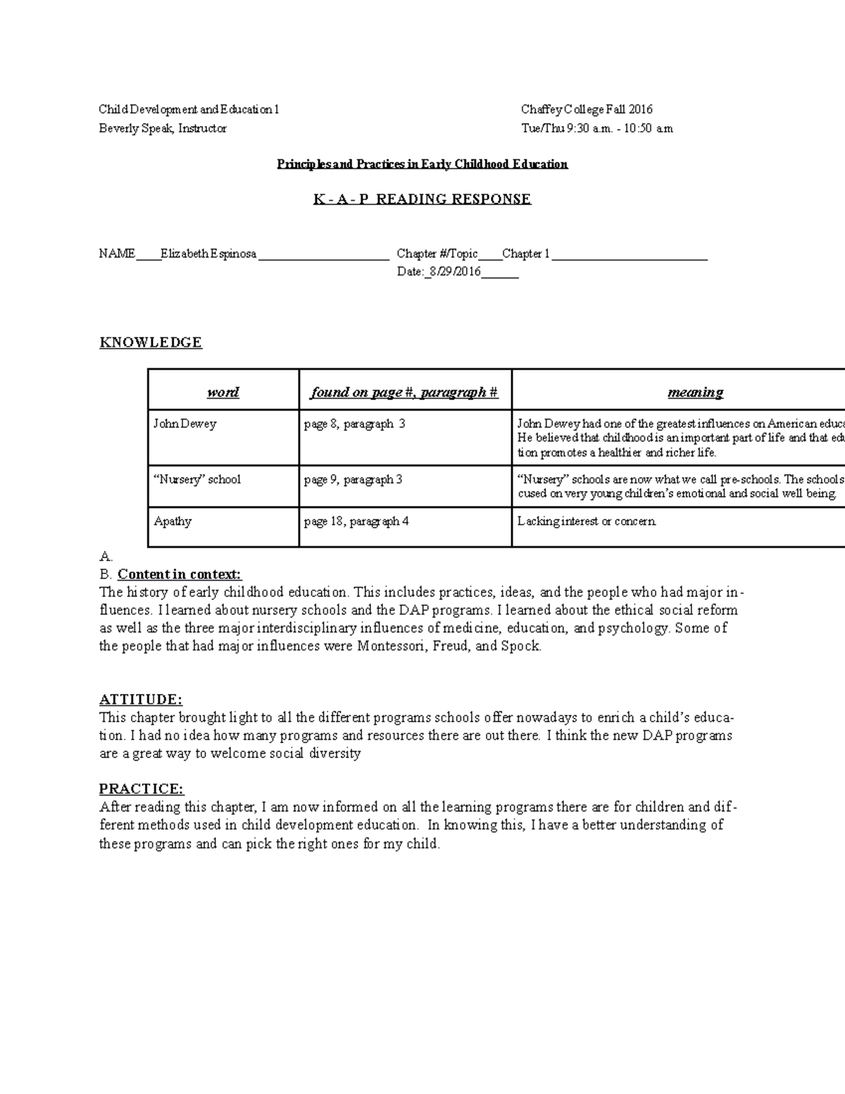 CDE 1 - Chap. 1 - lecture notes - Child Development and Education 1 ...