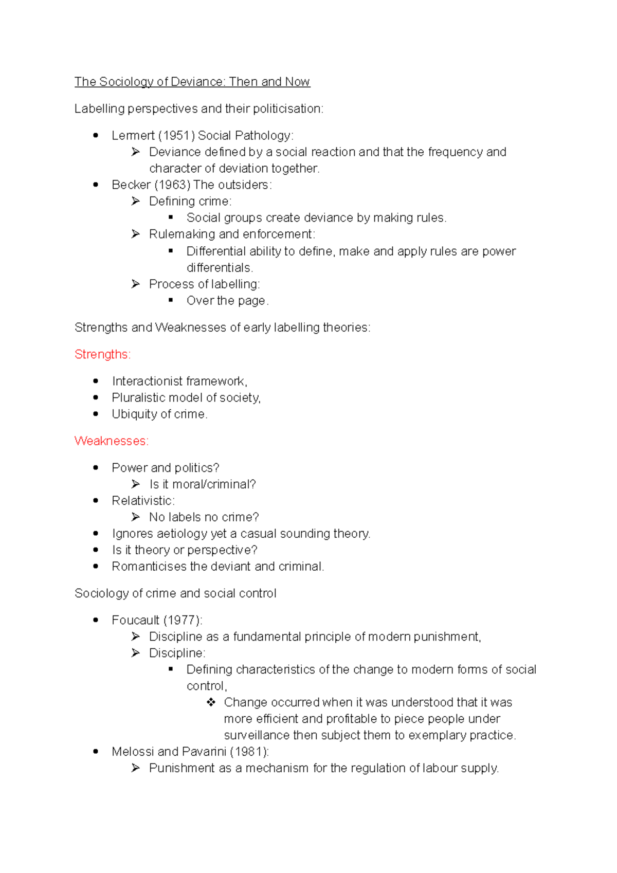The Sociology of Deviance - Becker (1963) The outsiders: Defining crime ...