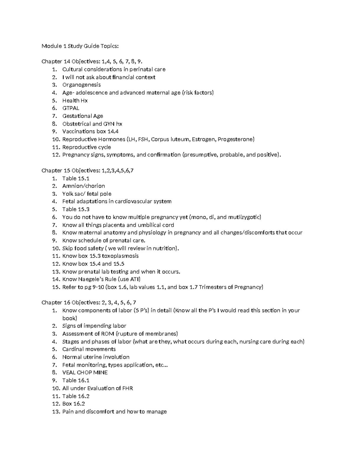Module 1 study guide - Module 1 Study Guide Topics: Chapter 14 ...