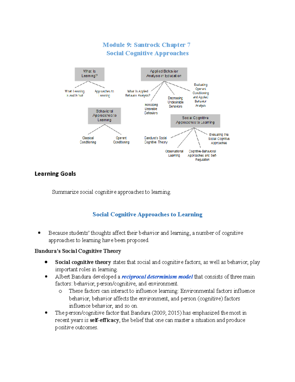 Social Cognitive notes 1 - Module 9: Santrock Chapter 7 Social ...