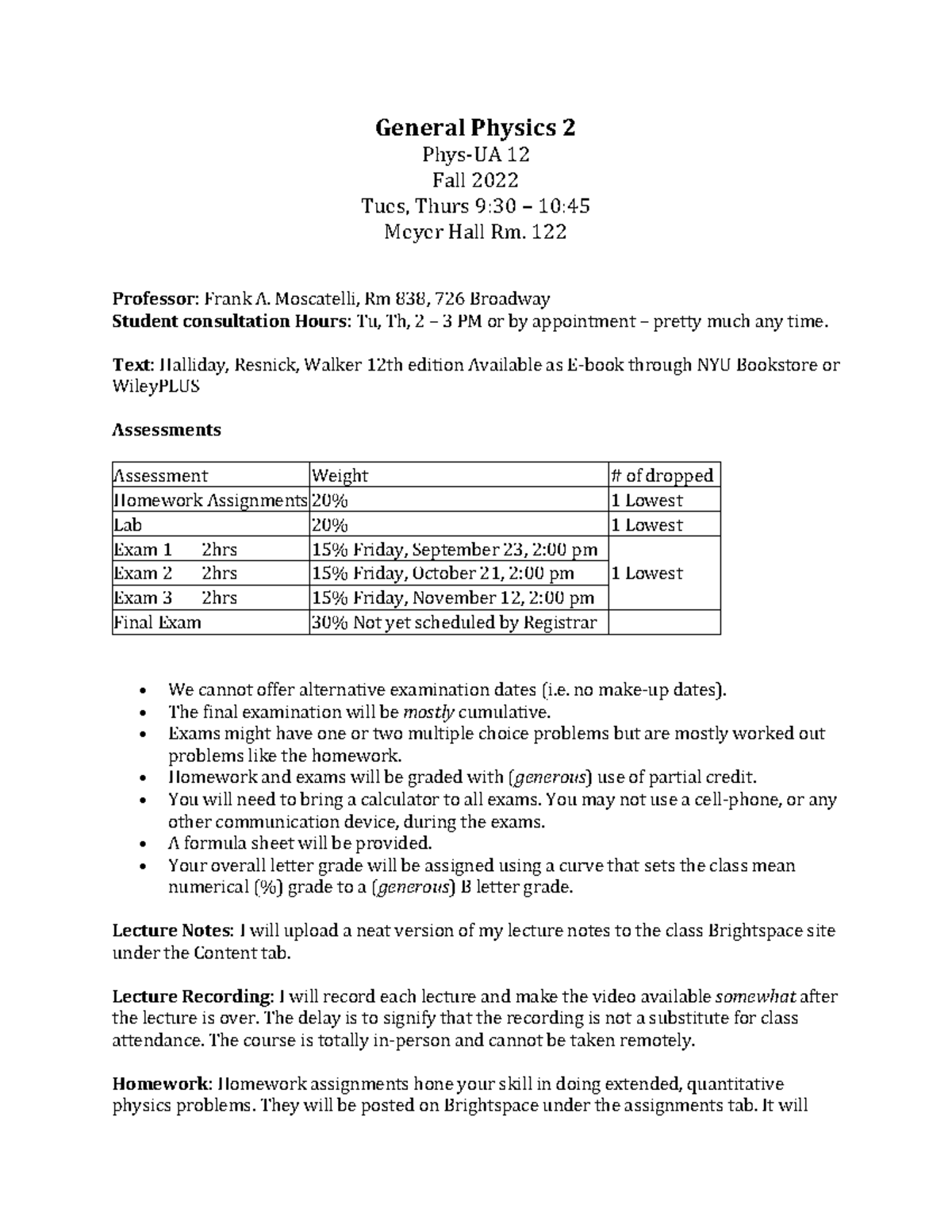 Gen.Phys.2.22 - Copy - General Physics 2 Phys-UA 12 Fall 2022 Tues ...