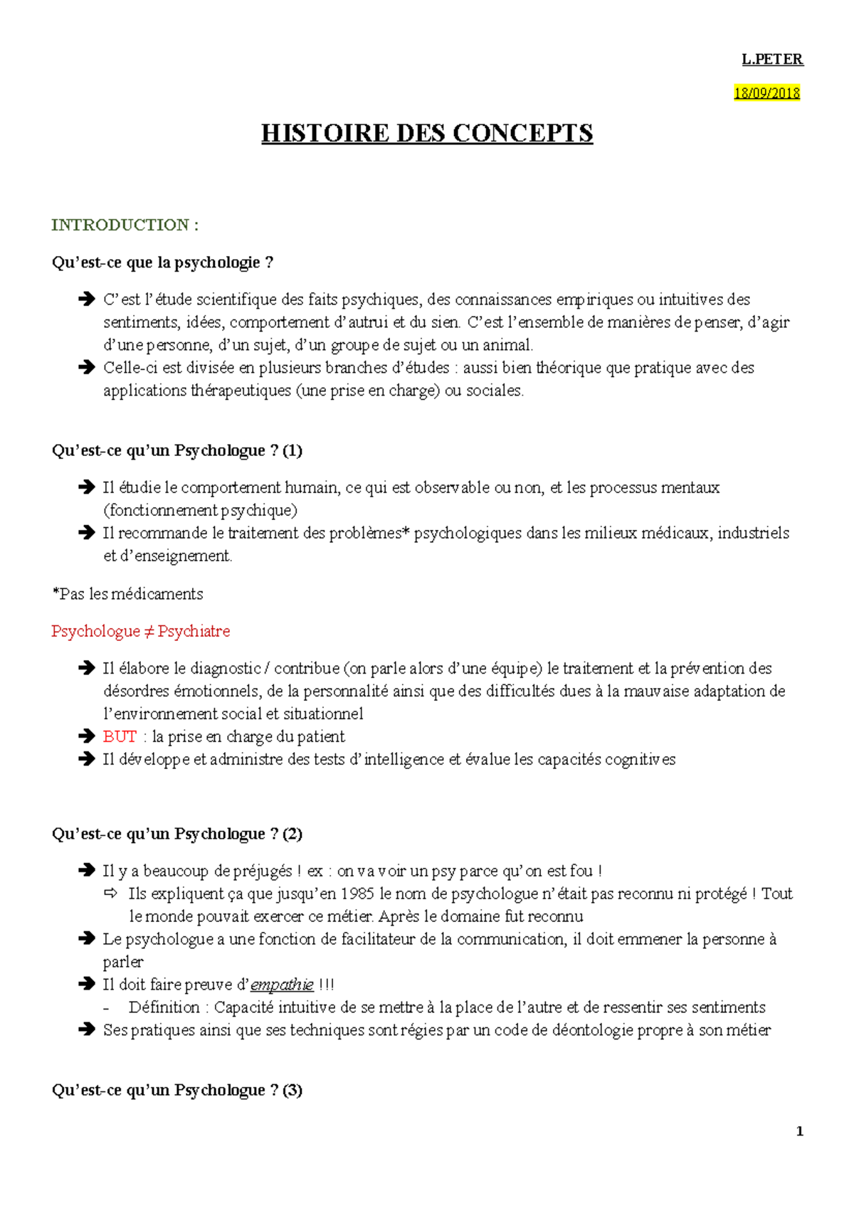 Histoire, épistémologie et grands paradigmes - L 18/09/2018 HISTOIRE ...
