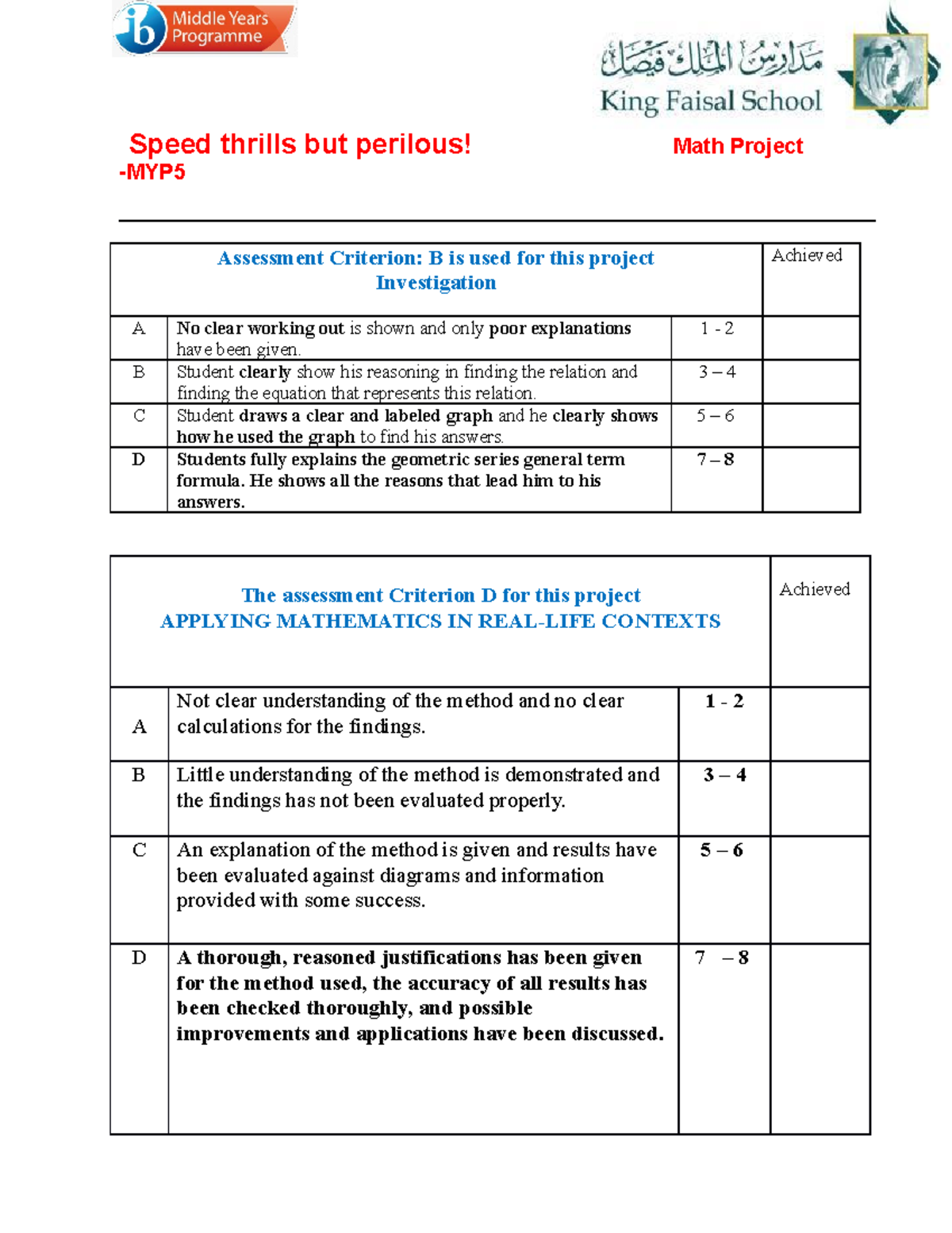 Accident Reconstruction Project - Speed thrills but perilous! Math ...