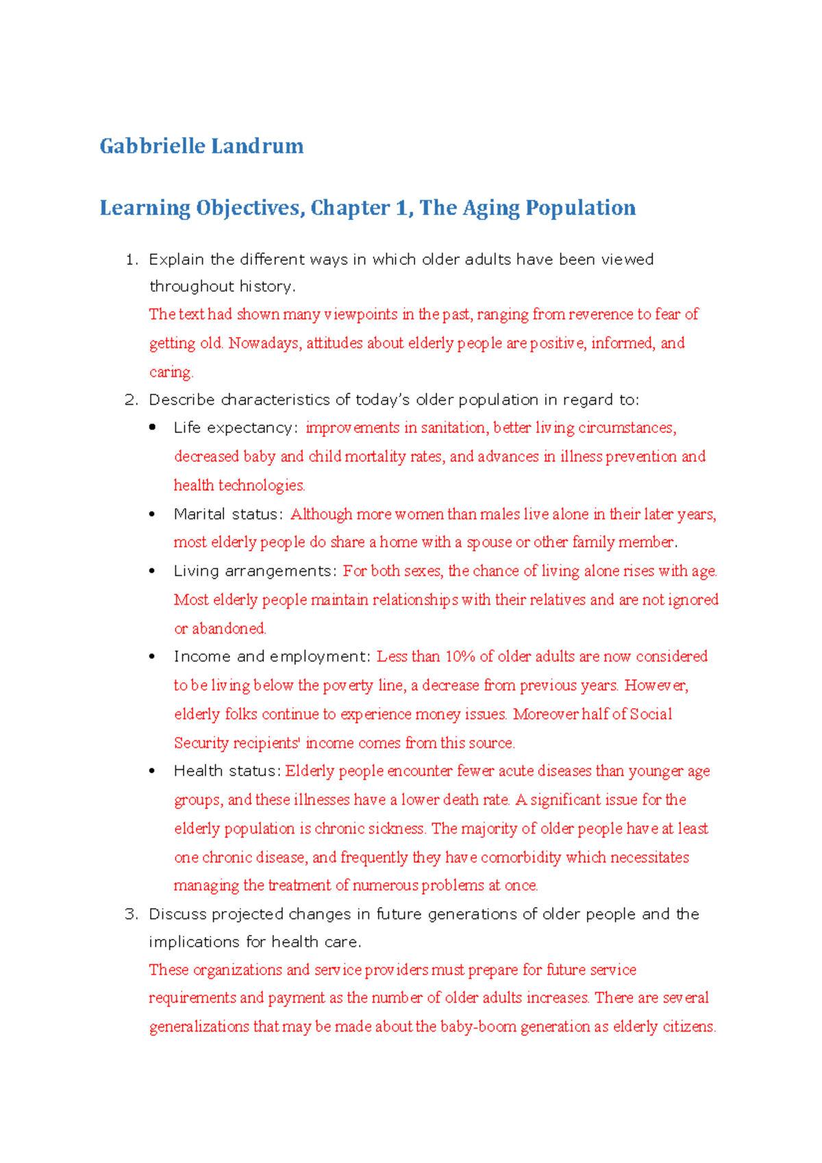 Chapter 1 learning objectives - Gabbrielle Landrum Learning Objectives ...