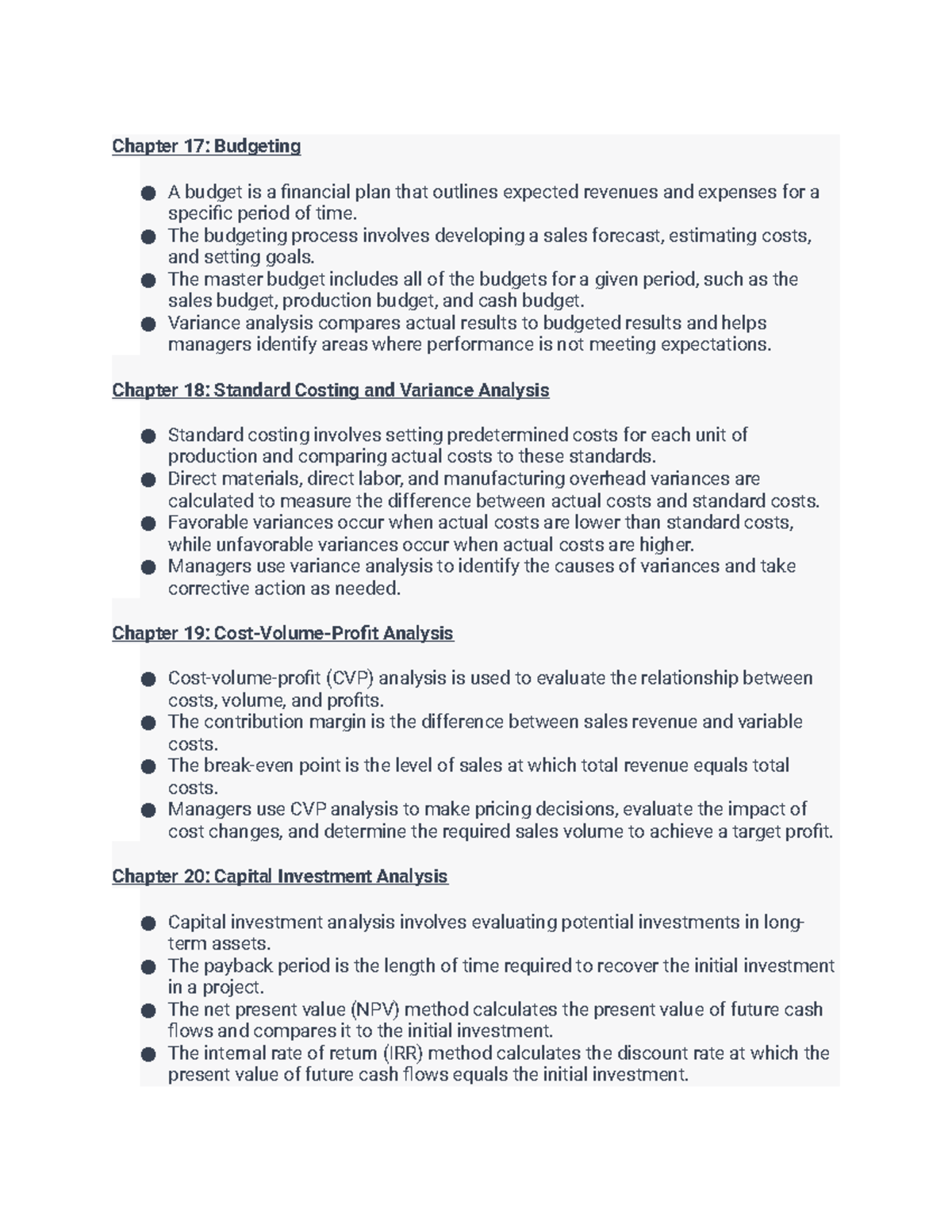 Fundamentals of Accounting - Chapter 17: Budgeting A budget is a ...