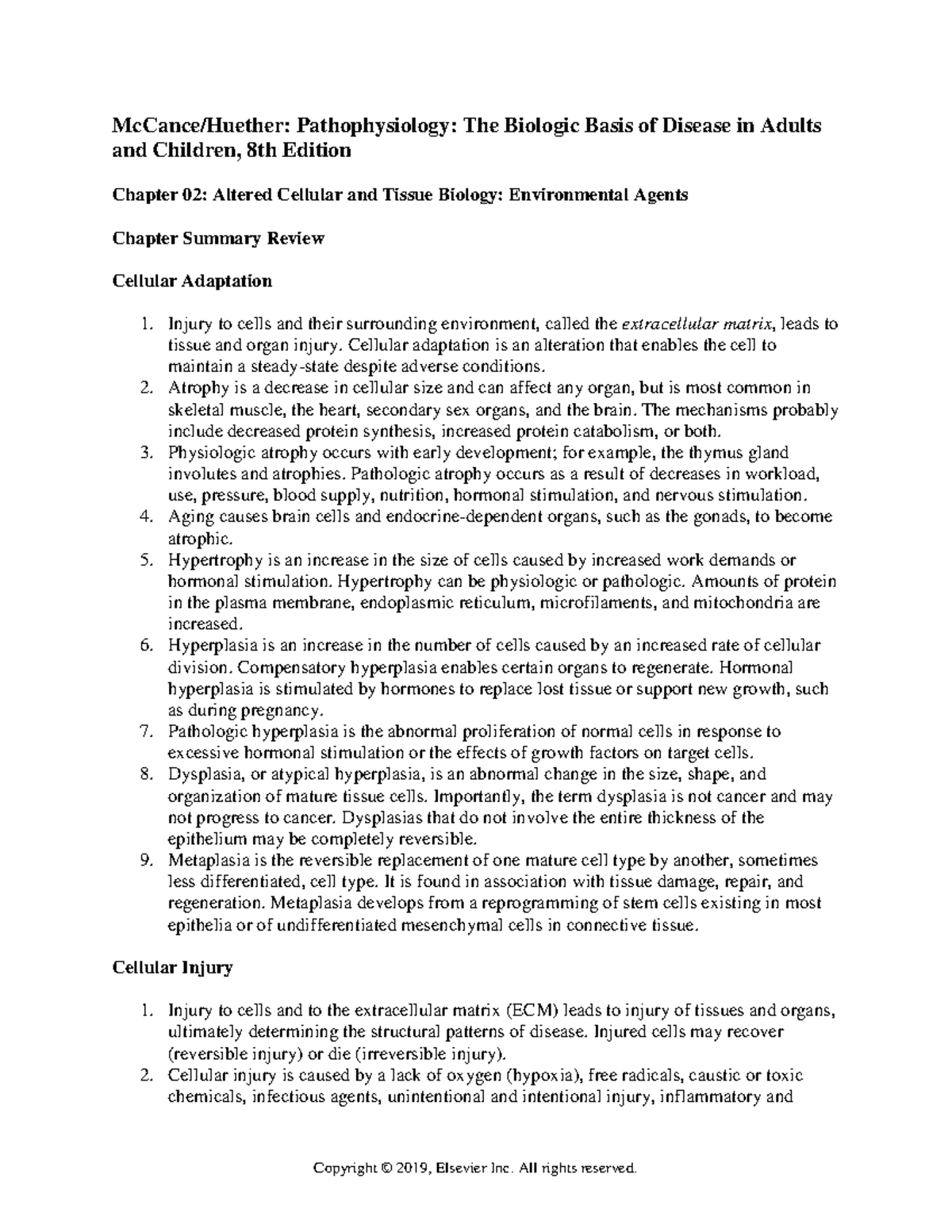 Chapter 002 Summary Review - McCance/Huether: Pathophysiology: The ...