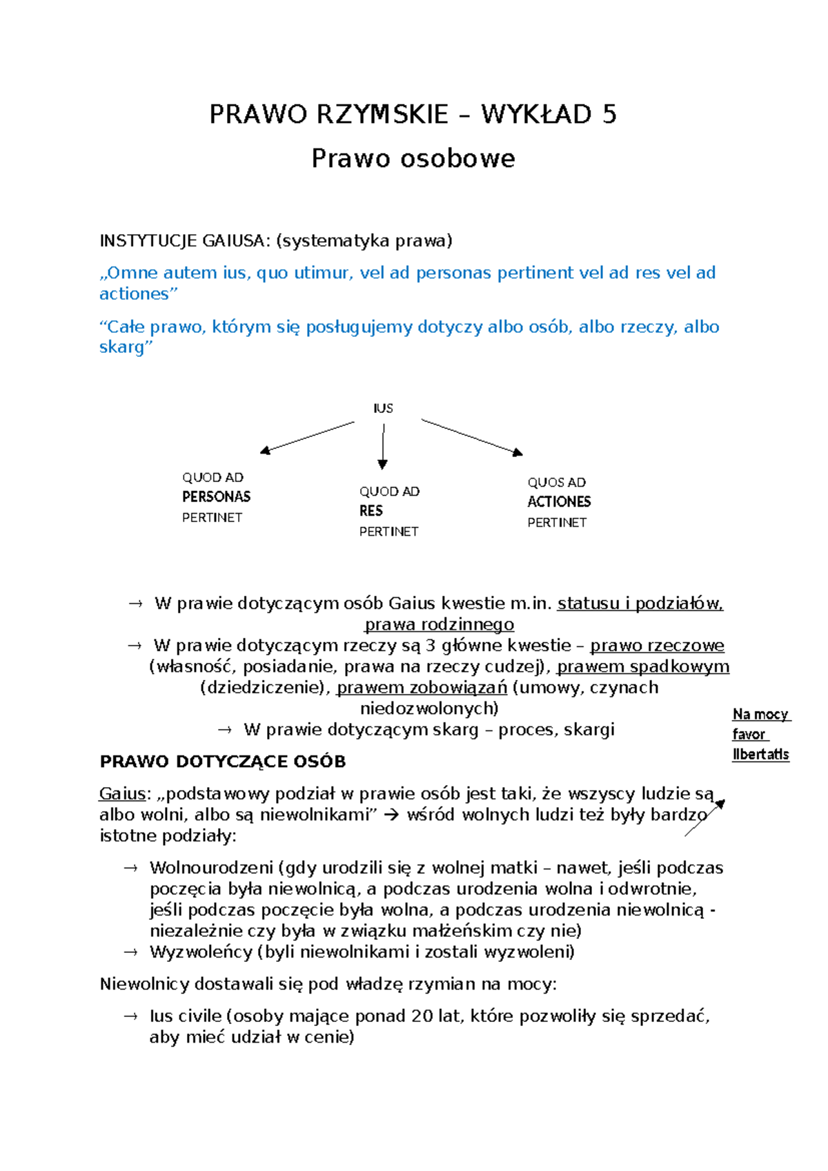 Prawo Rzymskie WYKŁAD 5 - PRAWO RZYMSKIE – WYKŁAD 5 Prawo osobowe ...