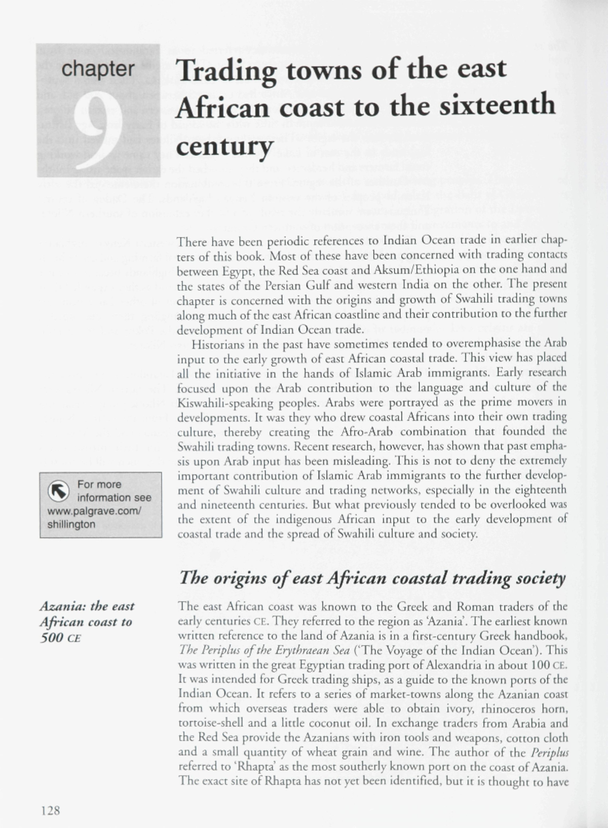 Chapters 9-10 - Notes - Trading towns of the east African coast to the ...