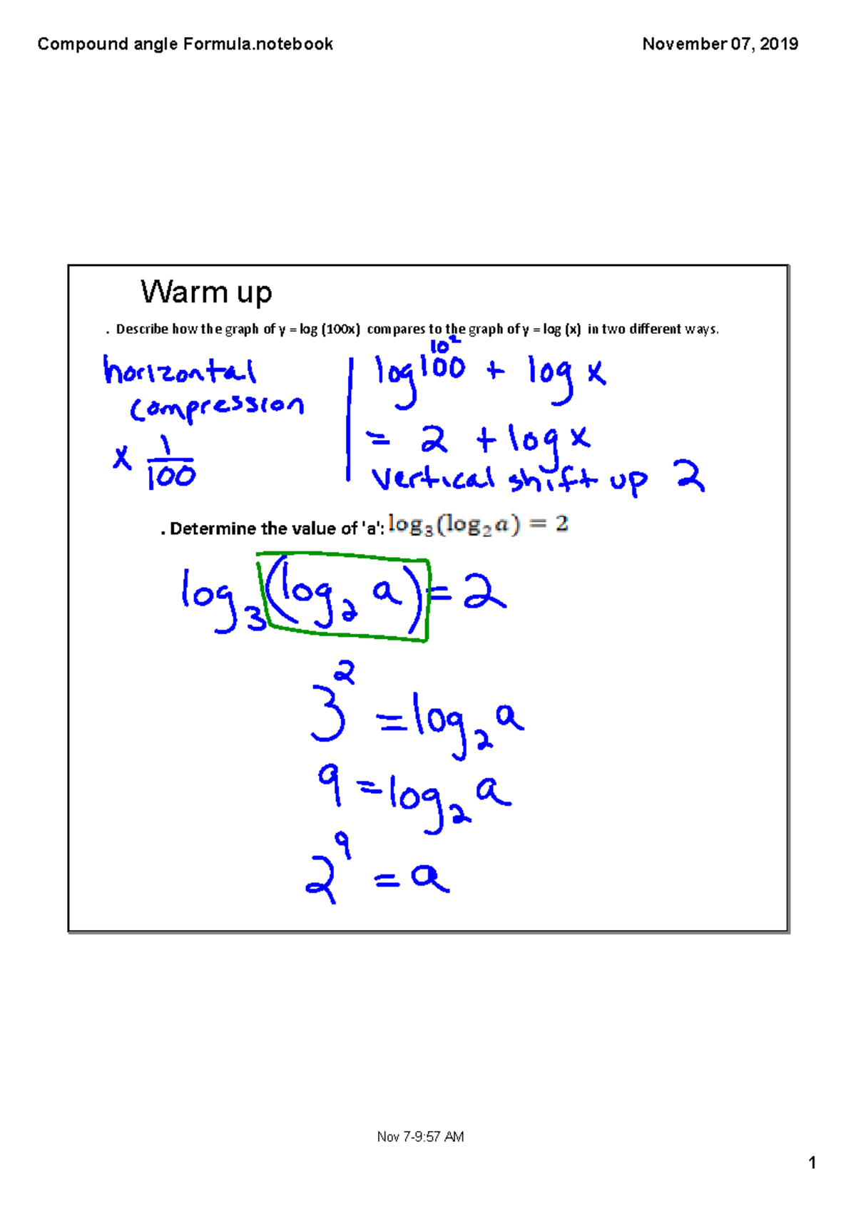 Compound Angle Formula Notes Nov 7 - Math1025 - Nov 7­9:57 AM ...