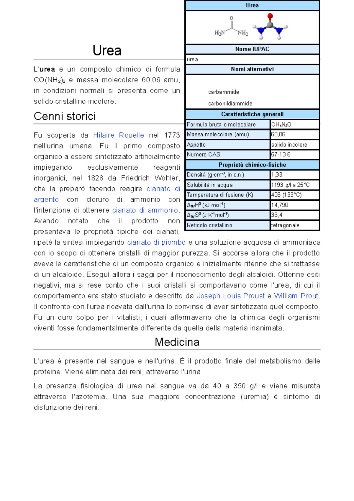 Urea - Urea - Urea Urea Nome IUPAC urea L'urea è un composto chimico di ...