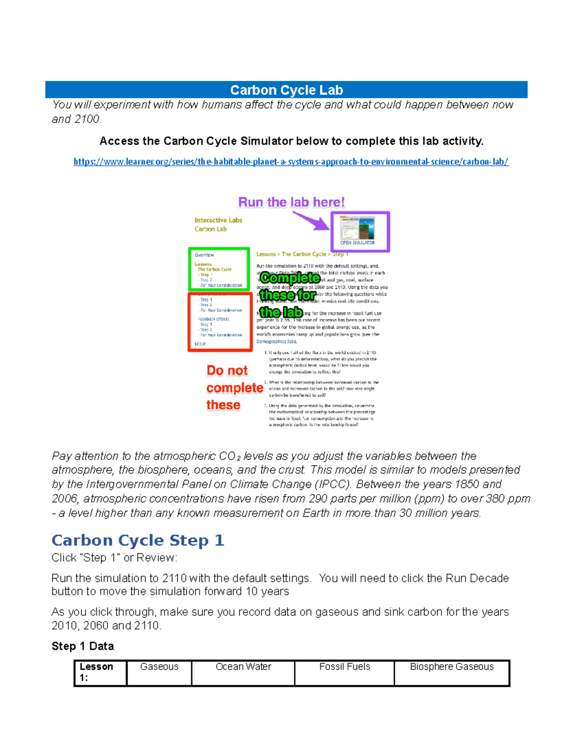 APES Carbon Cycle Lab F 22 - Carbon Cycle Lab You will experiment with ...