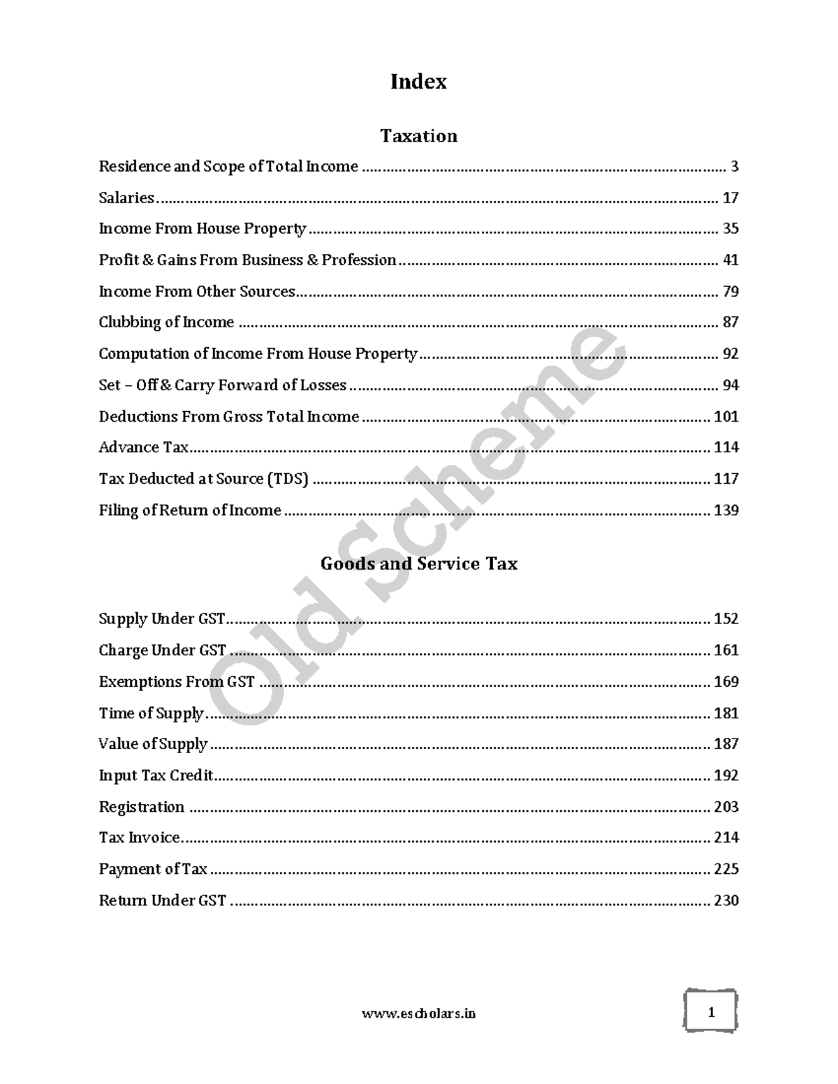 Perfect Revision tax - Index Residence and Scope of Total Income ...