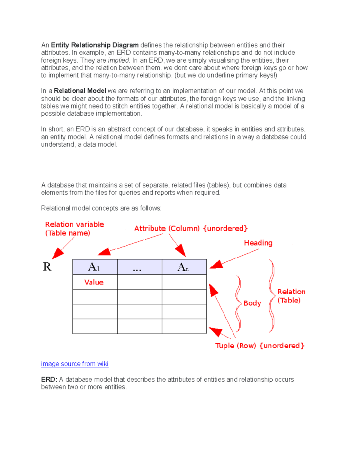 Week 4 - Relational Table - An Entity Relationship Diagram defines the ...