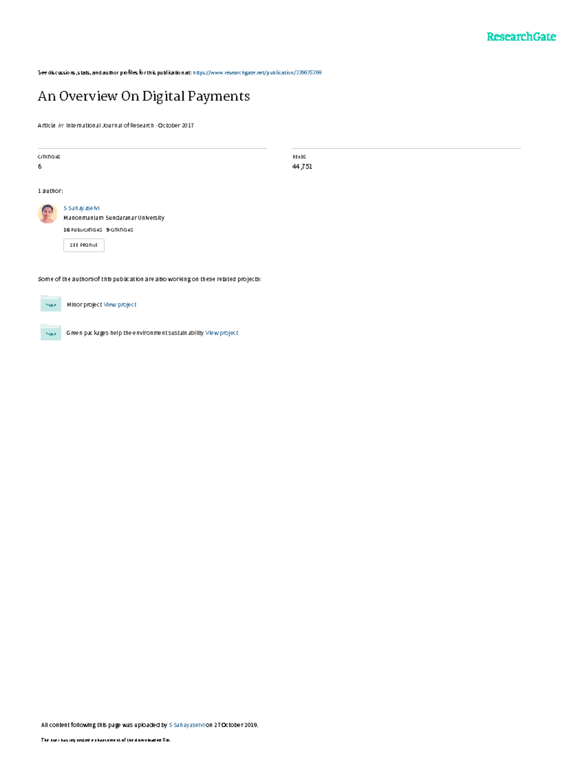 An Overview On Digital Payments 4 - See discussions, stats, and author ...
