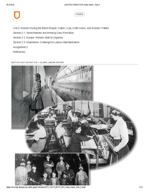 Assignment 2 reading - Unit 2: Workers During the British Empire ...