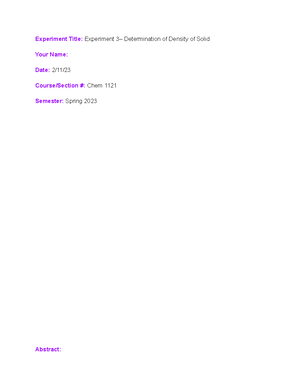 Experiment 2: Separations Lab - Experiment Title: Experiment 2 ...