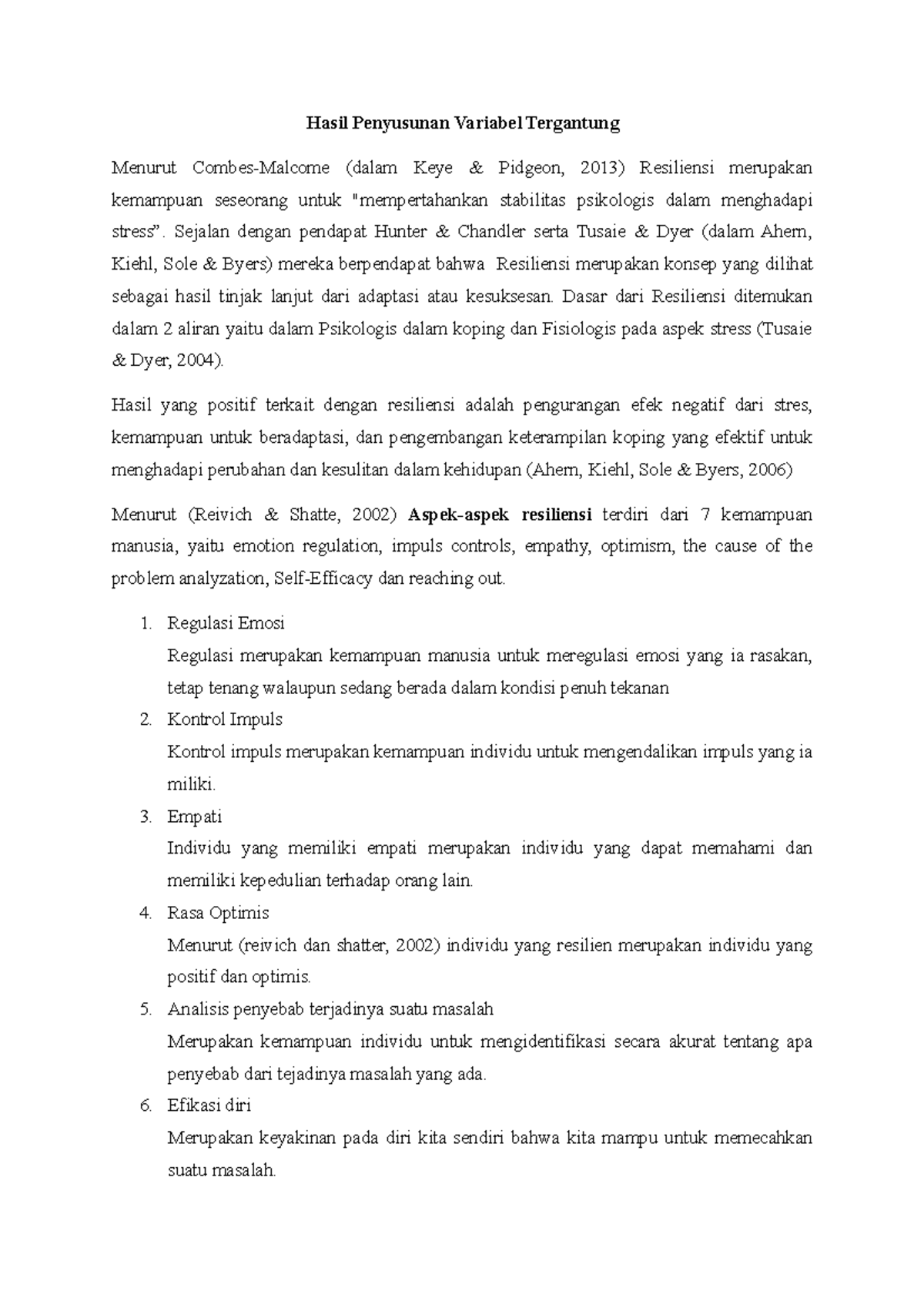 Hasil Penyusunan Variabel Tergantung Salsa Ariska Nova 1832013 7 ...