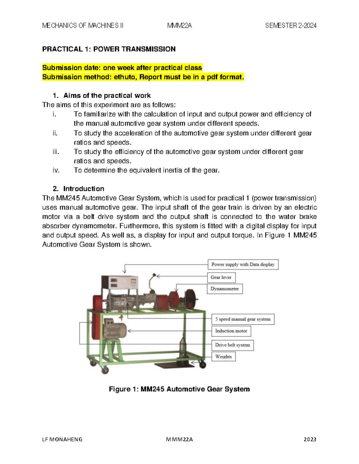 Practical 1 guide-Power Transmission 2024 S2 - PRACTICAL 1 : POWER ...